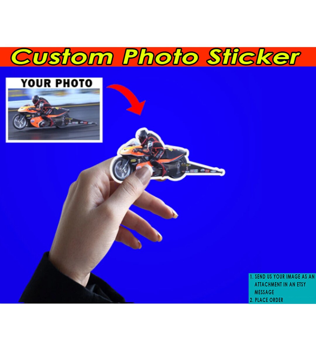 Gift for Drag Racers Dragbike Racing Personalized Photo Stickers ...