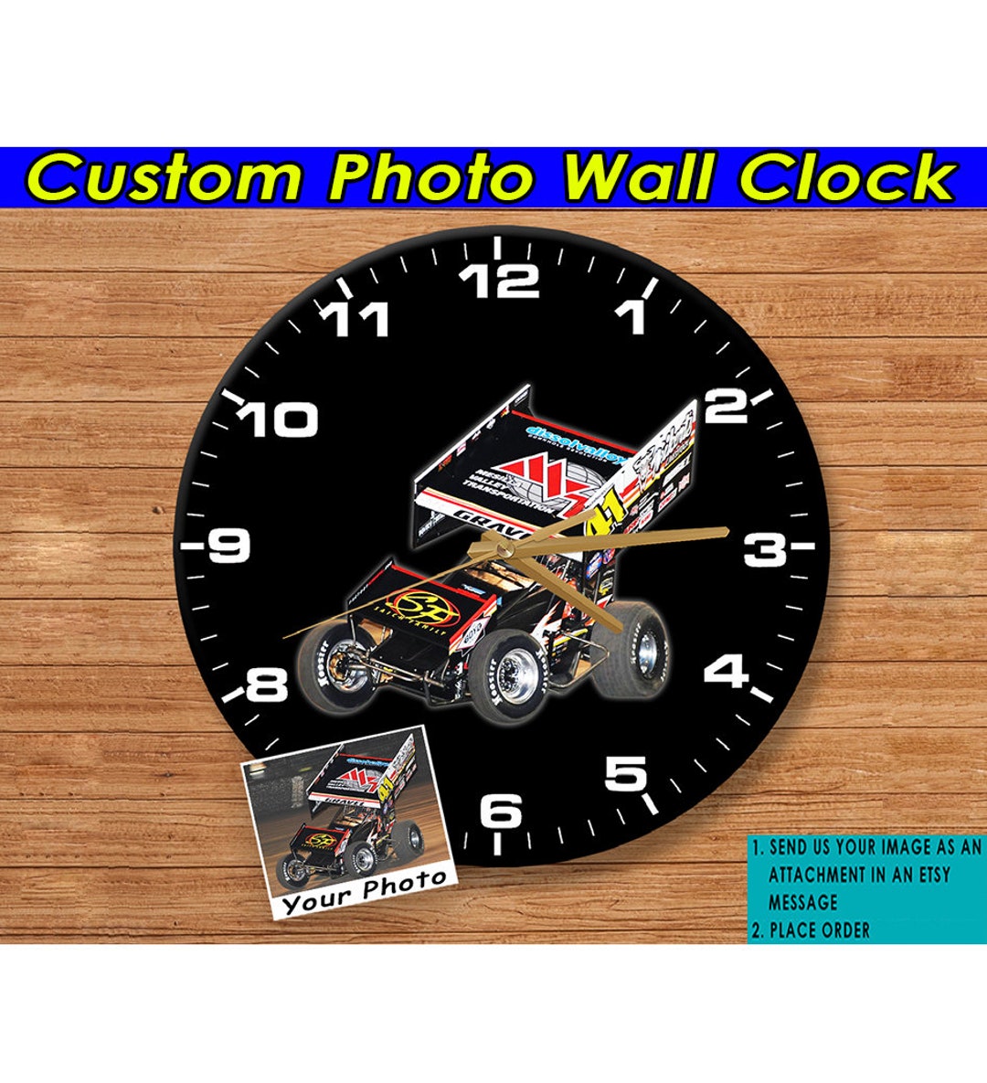 Sprint Car Dirt Track Racing Personalized Wall Clock, Unique Gift for ...