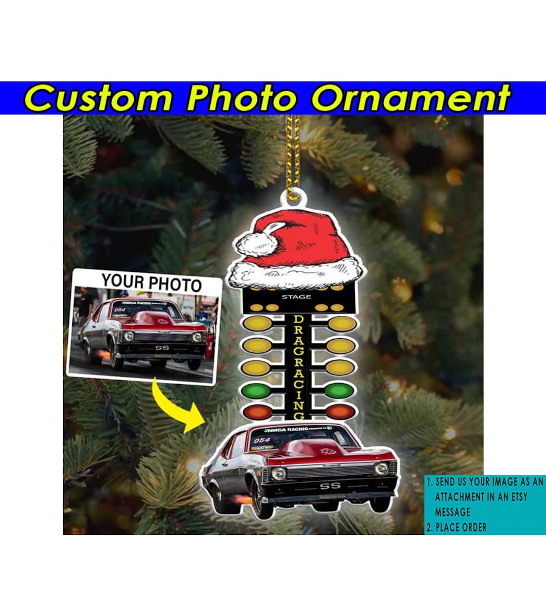 Drag Racing Tree Personalized Ornament, Drag Racing Christmas Tree ...