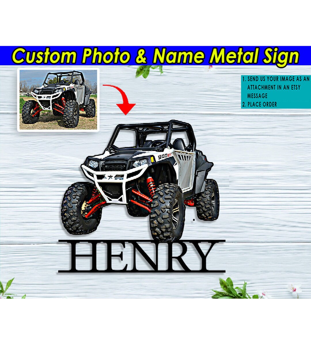 UTV ATV Quad Personalized Photo and Name Cut Metal Sign, Custom Photo ...