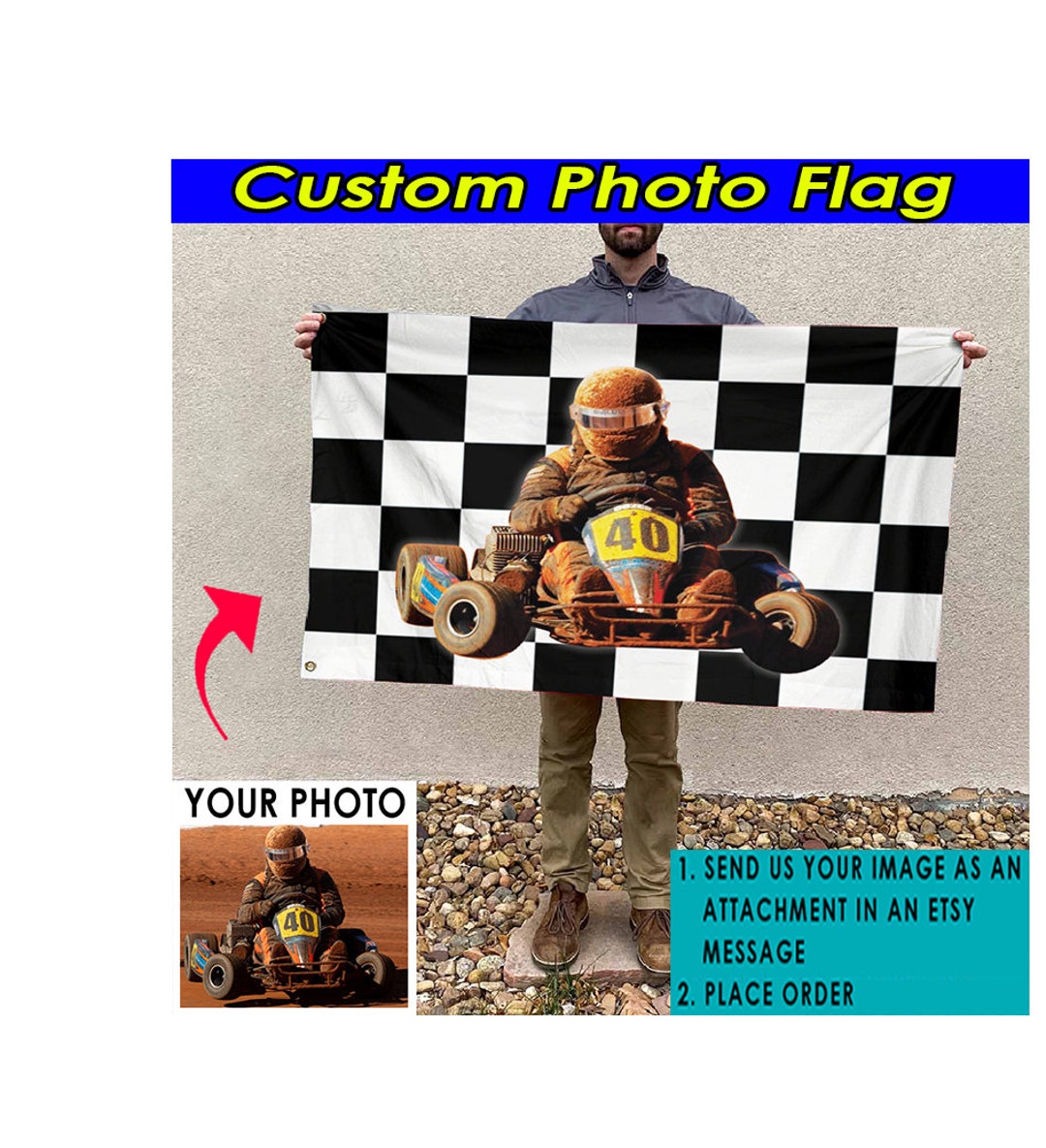 Personalized Dirt Track Racing Checkered Flag, Dirt Kart Racing, Late ...
