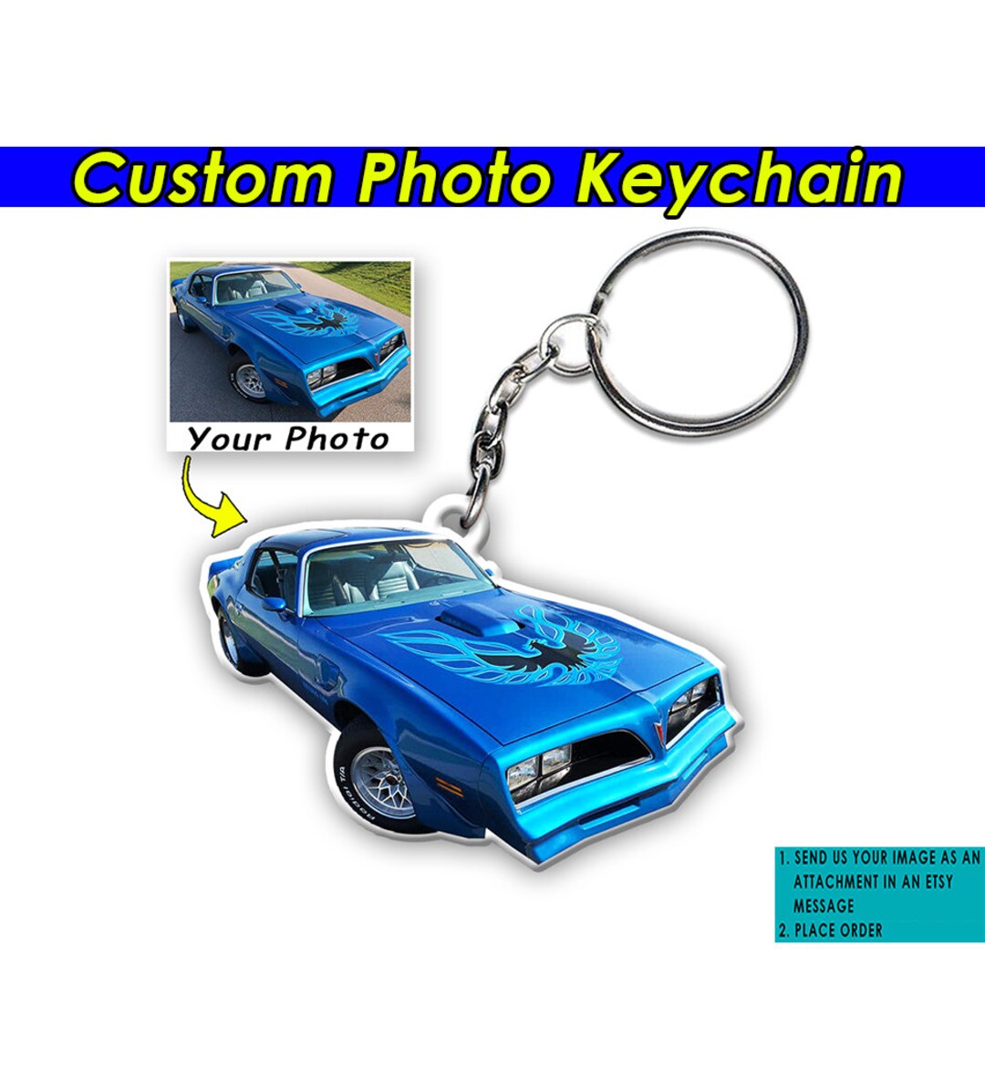 Muscle Car Hot Rod Personalized Photo Keychains, Cool Gift for Car Guys ...