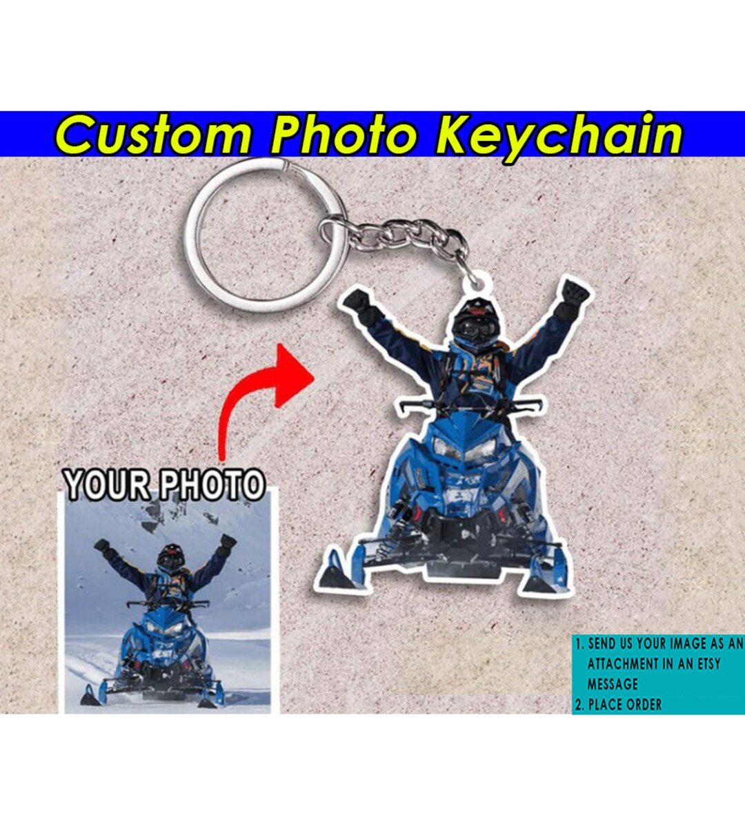 Snowmobile Snowmobiling Snowbike Personalized Keychains, Snowmobile ...
