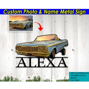 Lowrider Gifts Car Personalized Photo and Name Cut Metal Sign, Unique ...