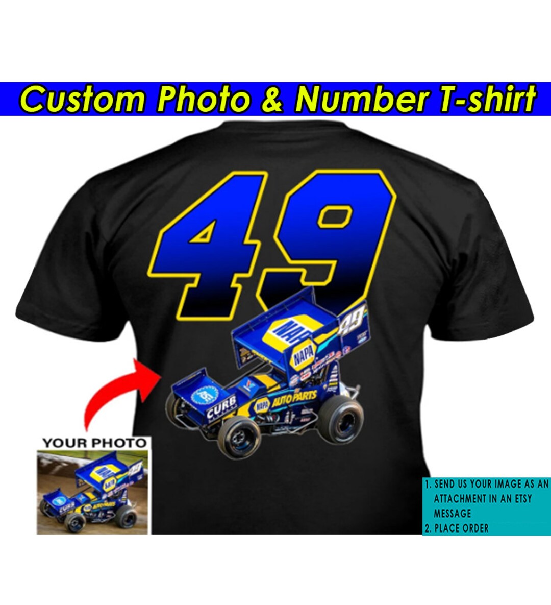 Sprint Car Racing Dirt Track Race Personalized Photo & Number T-shirt ...