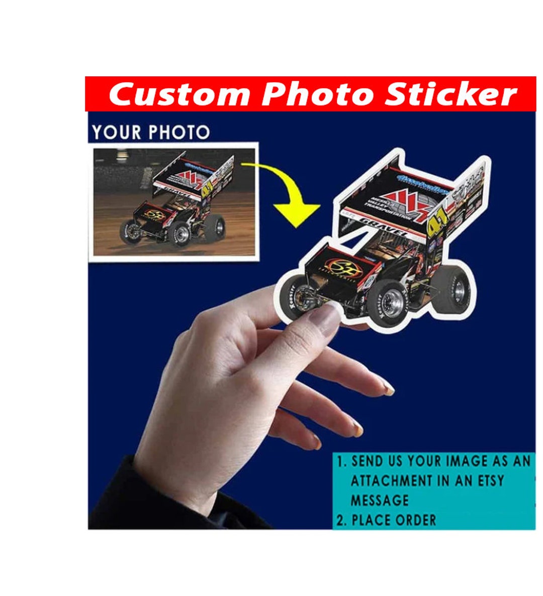 Sprint Car Racing Personalized Photo Stickers, Unique Gifts for Dirt ...