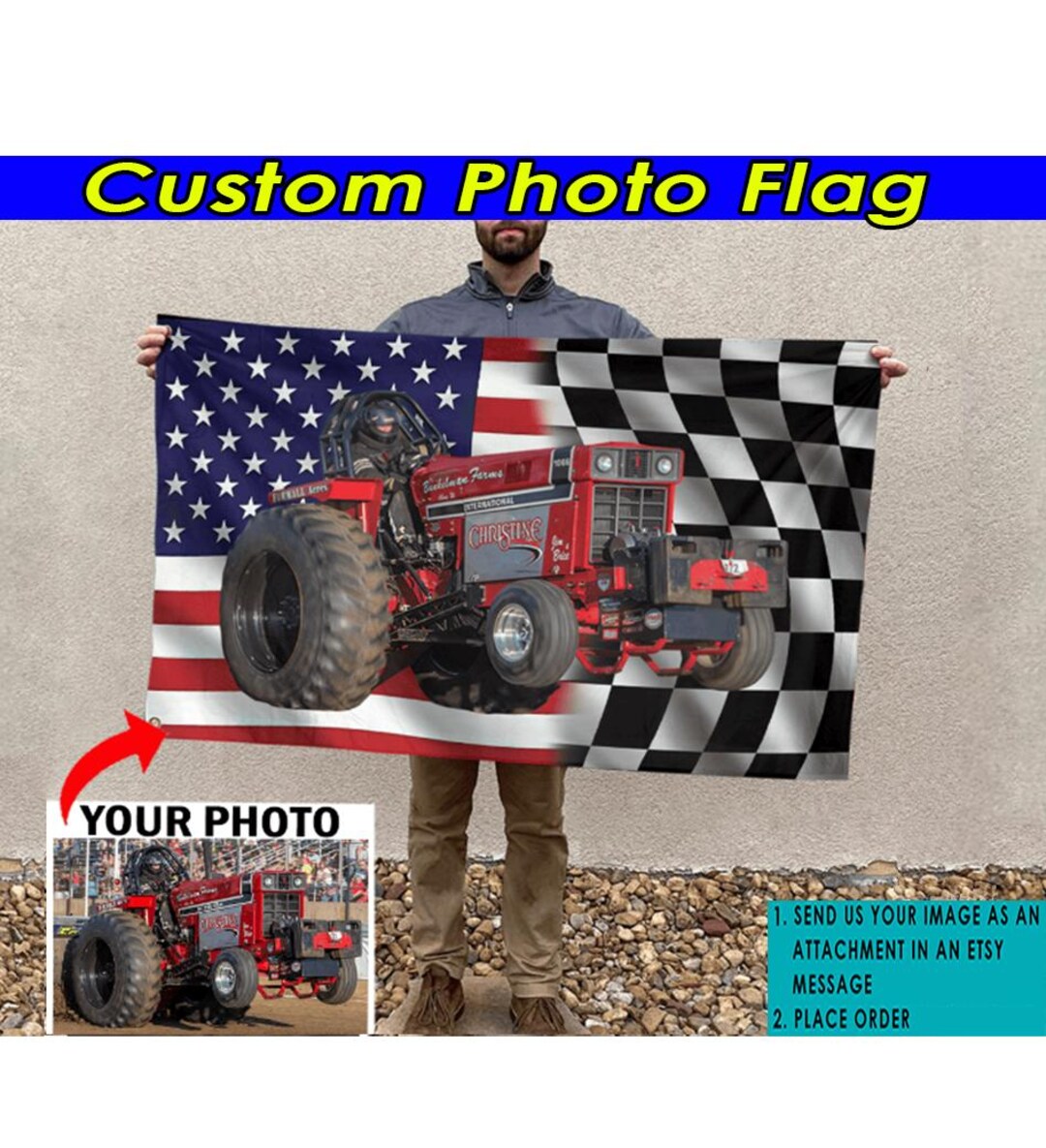 Tractor Pull Pulling Personalized Photo American Flag, Modified Custom ...
