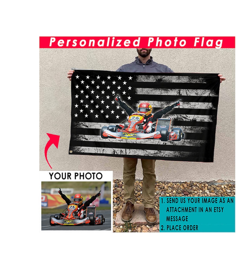 Go Kart Karting Personalized Flag, Custom Gift for Karting Lovers, Cool ...