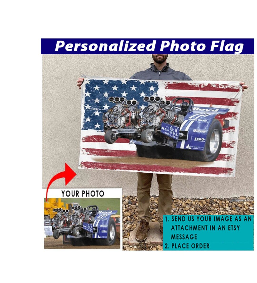 Truck Pull Tractor Pulling Personalized American House Flag, Custom ...