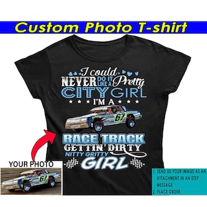 Funny Dirt Track Racer Racing Car Personalized Photo Women T-shirt ...