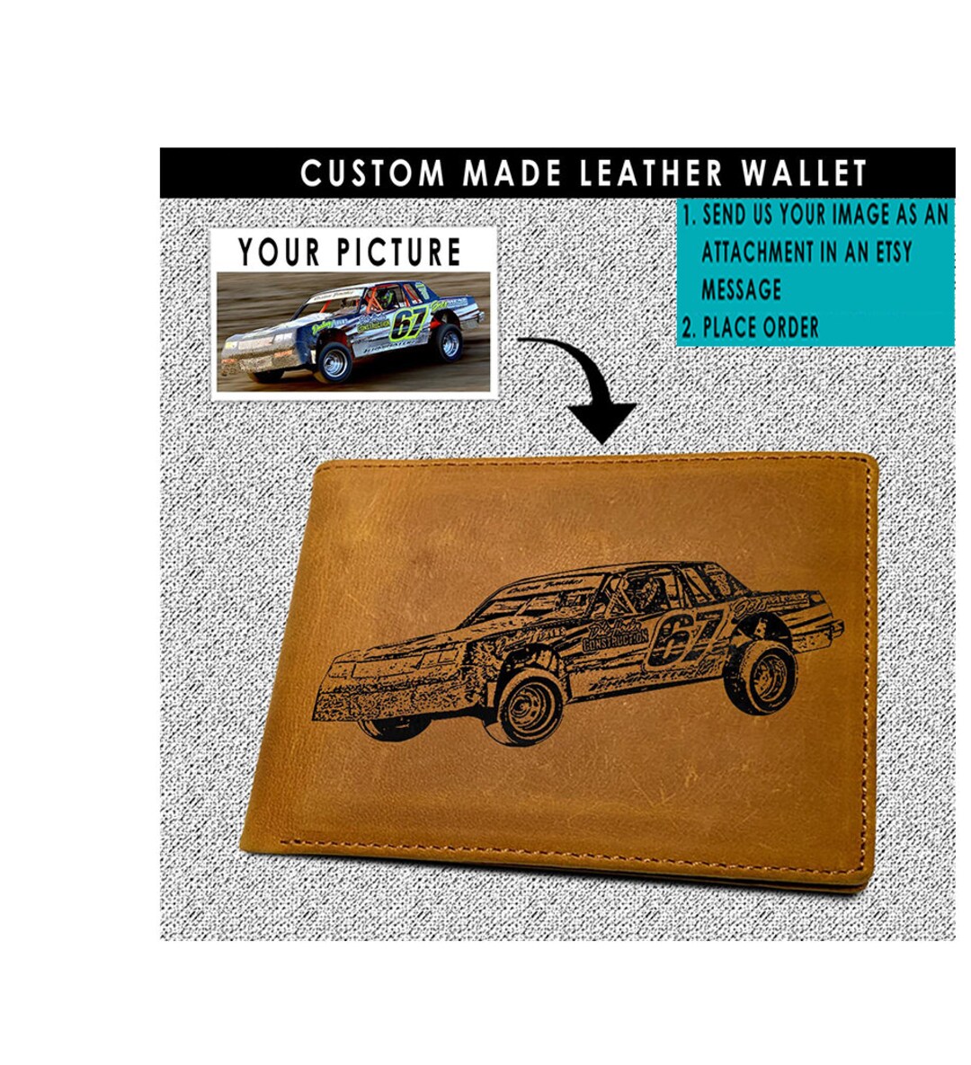 Late Model Car Dirt Track Racing Personalized Picture Leather Bifold ...