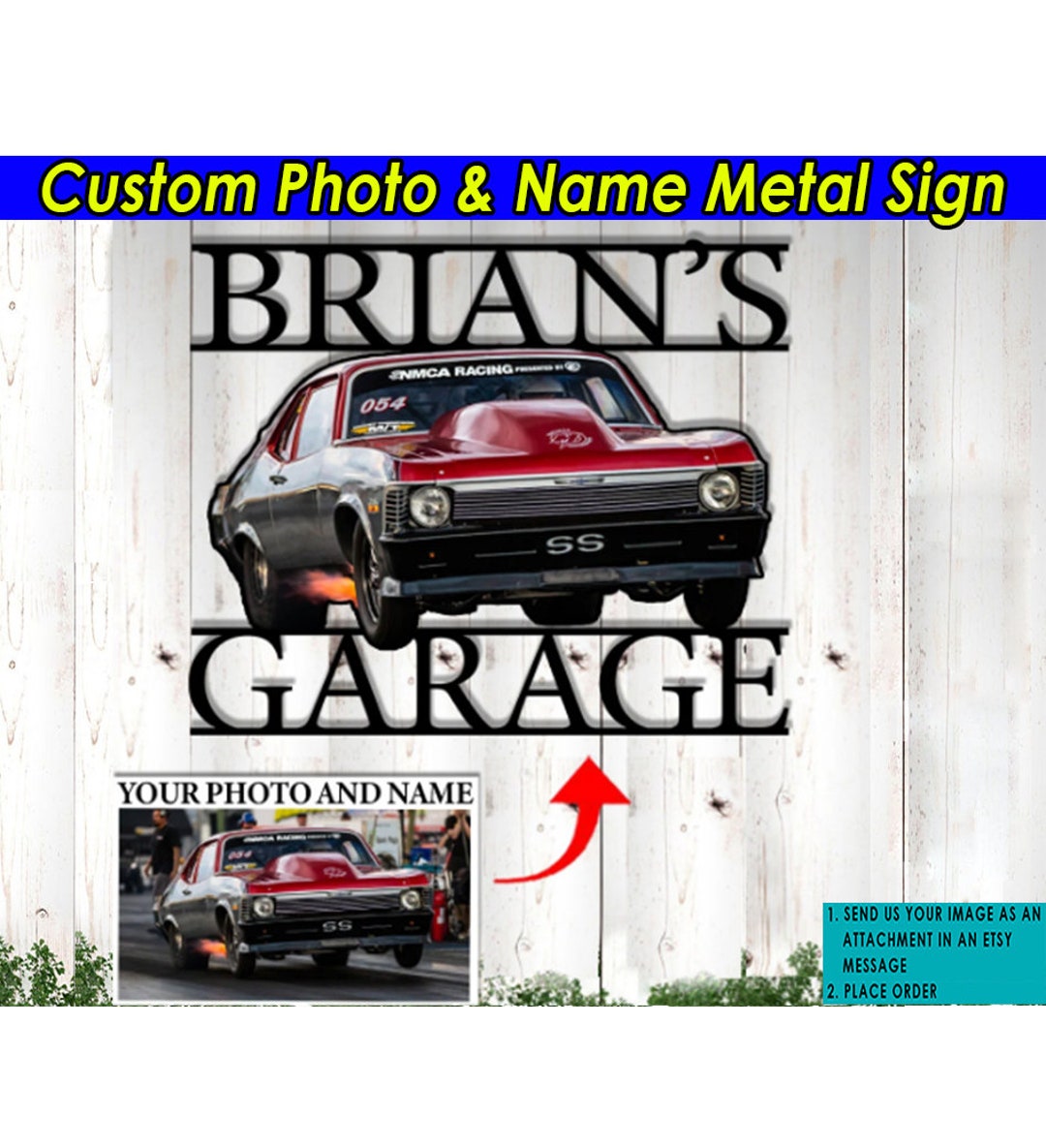 Custom Drag Racing Car Signs Personalized Photo and Name Cut Metal Sign ...