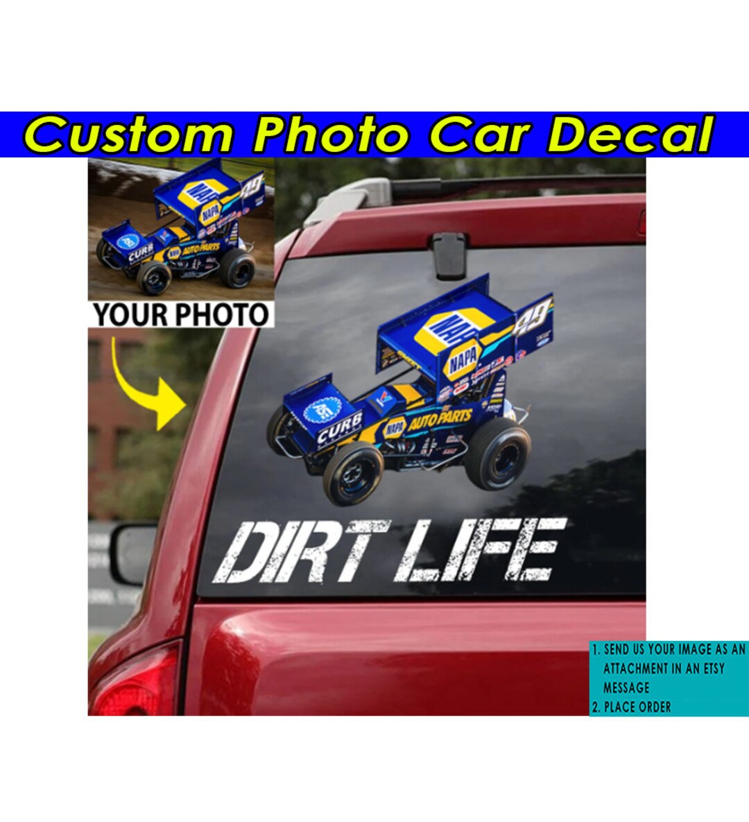 Sprint Car Dirt Track Racing Personalized Photo Transparent Vinyl Car ...