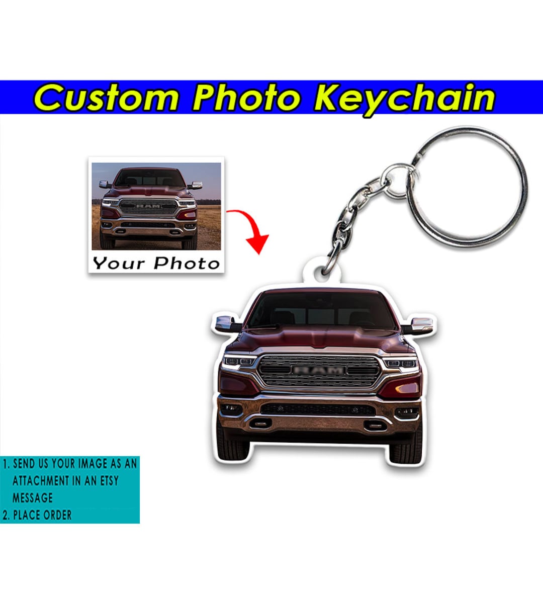Pickup Truck Personalized Photo Keychains, Modern Pickup Truck, Mud ...