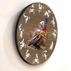 Motocross MX Rider Dirt Biker Personalized Photo Wooden Wall Clock ...