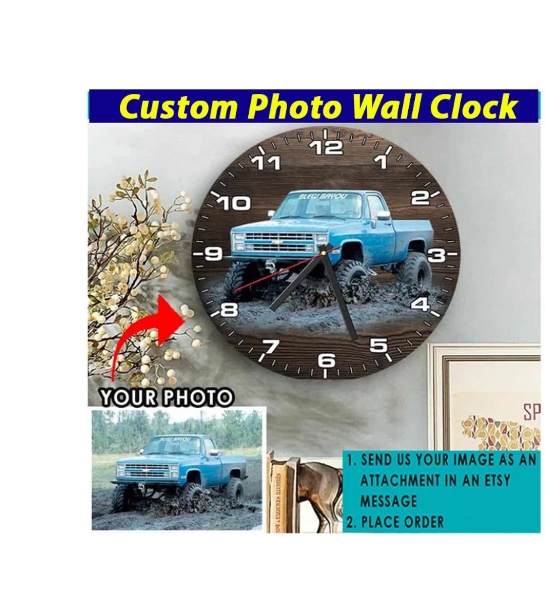 Mud Truck Lifted Truck Personalized Wooden Wall Clock, Gifts for Mud ...