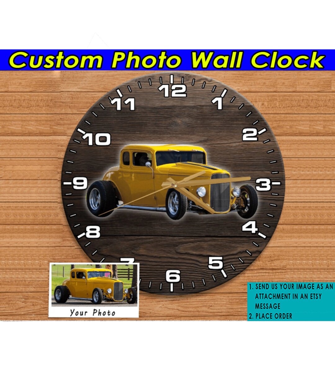 Street Rods Hot Rod Car Personalized Photo Wall Clock, Gifts for Car ...