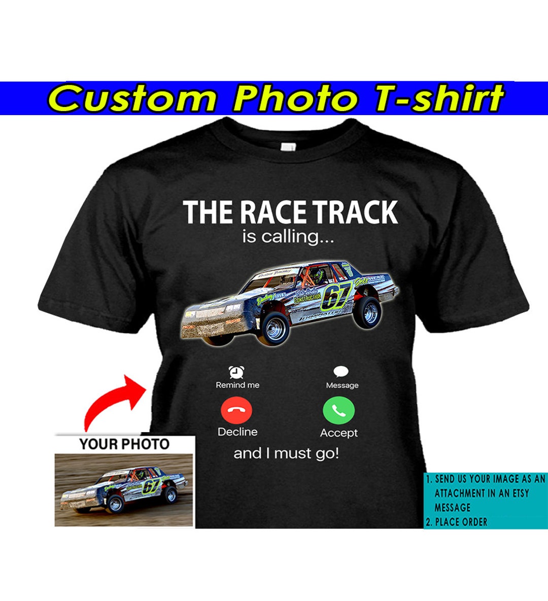 Funny Dirt Track Racer Racing Car Personalized Photo T-shirt, Unique ...