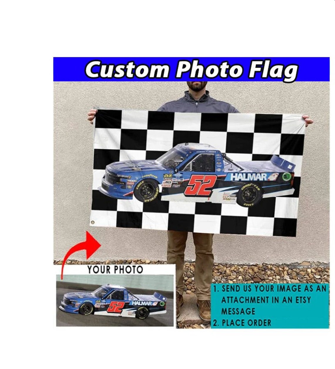 Drag Race Pickup Truck Personalized Racing Flag Dirt Late - Etsy