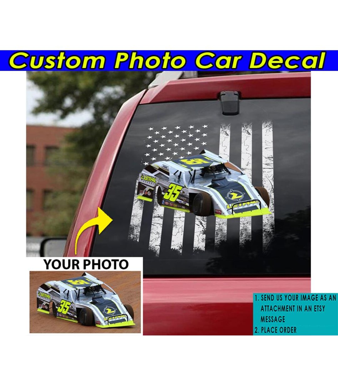 Late Model Car Dirt Track Racing Personalized Photo Transparent Vinyl ...
