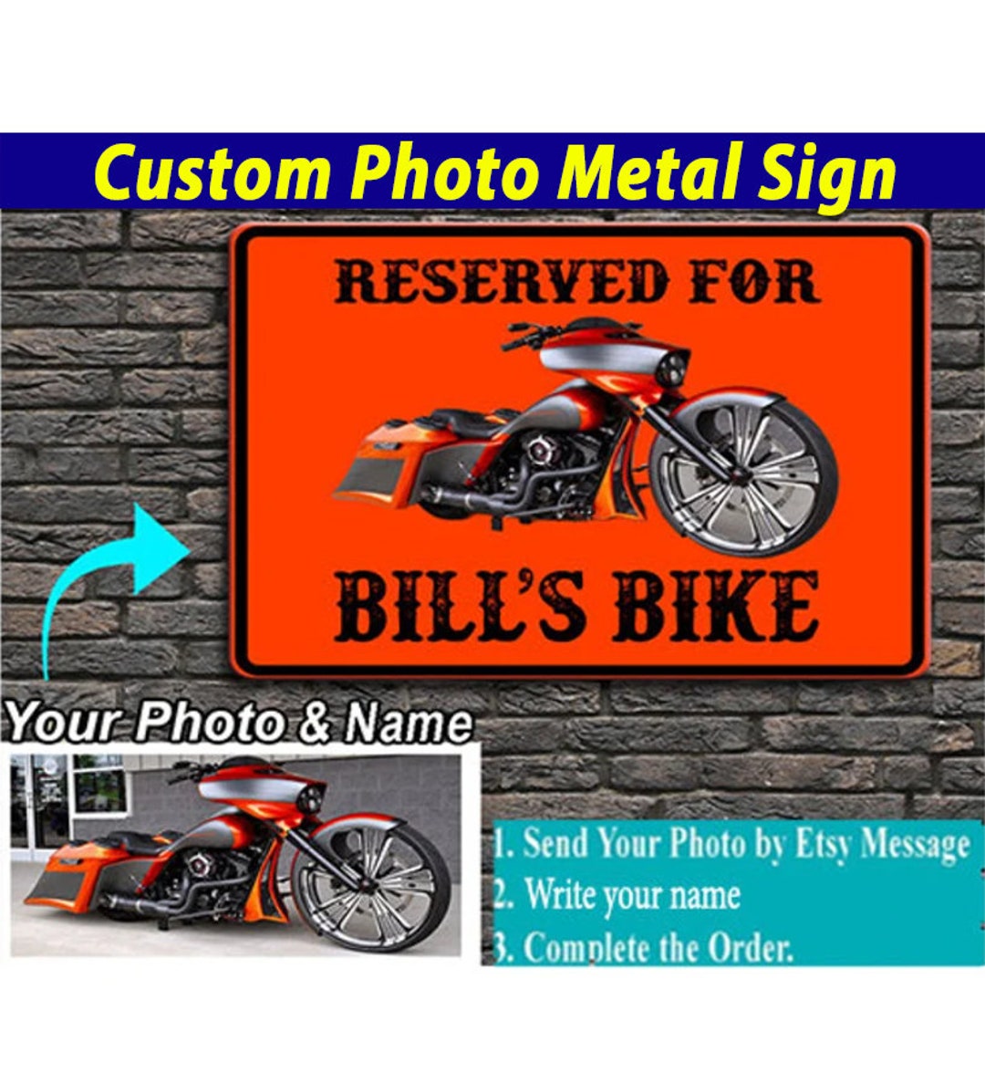 Personalized Motorcycle Printed Metal Signs, Cool Gifts for Bikers ...