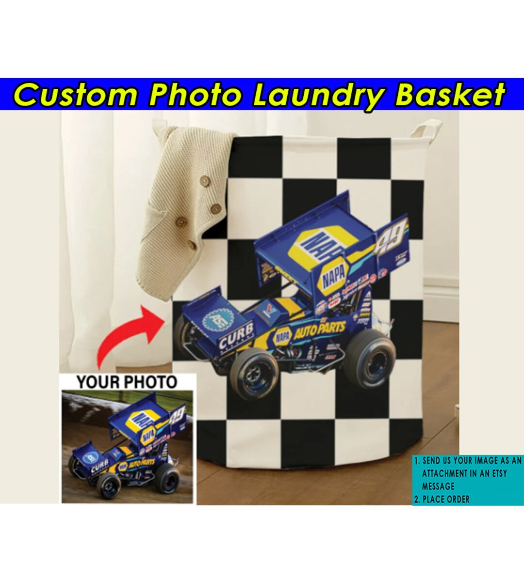 Sprint Car Dirt Track Racing Personalized Photo Laundry Basket, Cool ...
