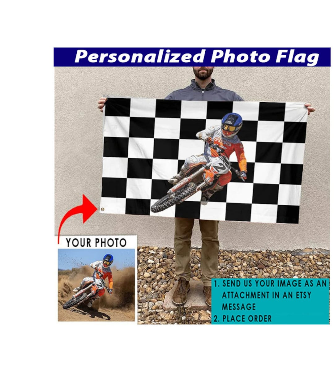 Motocross Personalized Racing Flag, Dirt Bike Lovers, Drag Bike Racing ...