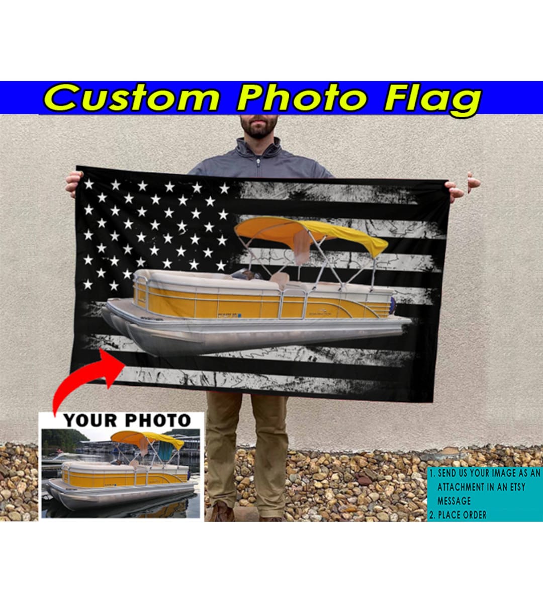 Gift for Boat Lovers Boat Personalized Flag, Fishing Pontoon Boat, Best ...