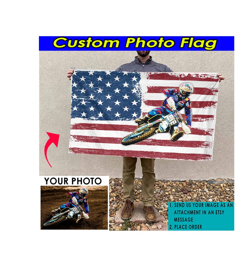 Motocross Gift Dirt Bike Personalized American House Flag, Unique Gifts ...