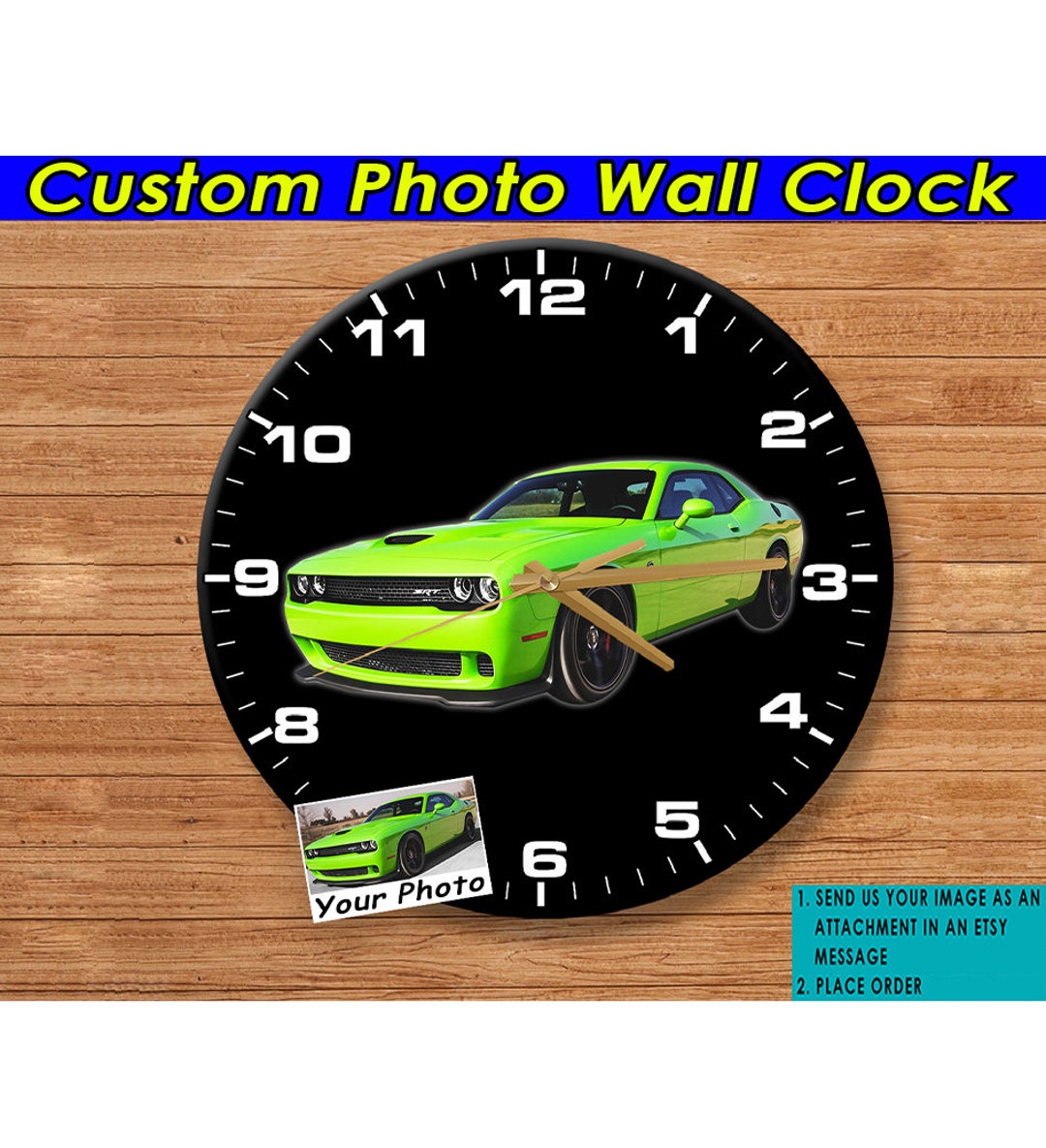Muscle Car Personalized Wall Clock, Custom Photo Muscle Car, Unique ...