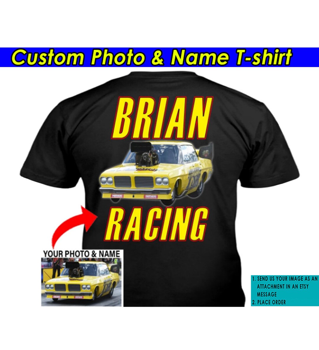 Drag Racing Racer Dad Gifts Personalized Photo & Name T-shirt, Custom ...