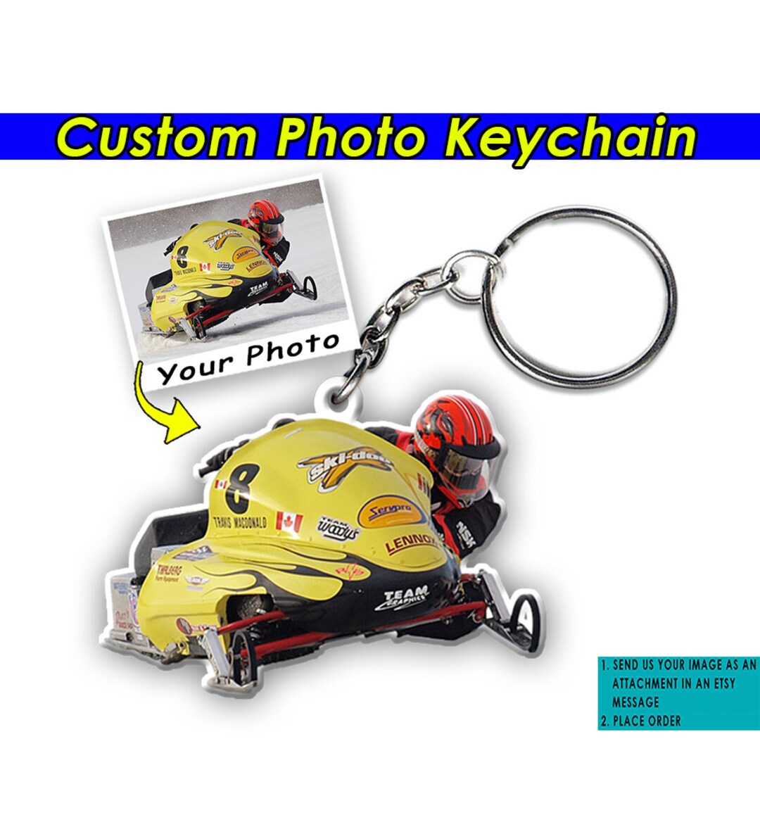 Snowmobile Snowboarding Mountain Riding Personalized Keychains ...