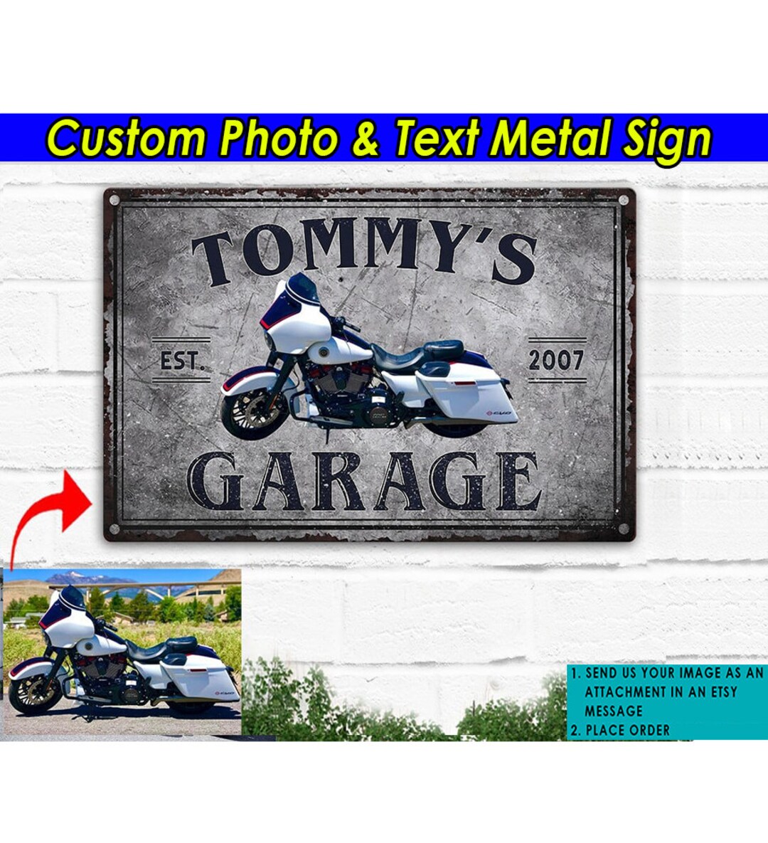 Funny Biker Motorcycle Personalized Photo Printed Metal Signs, Unique ...