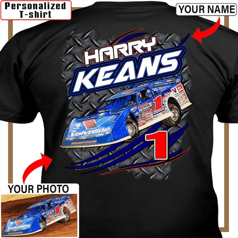 Unique Dirt Track Racer Racing Car Personalized Photo, Number & Name T ...