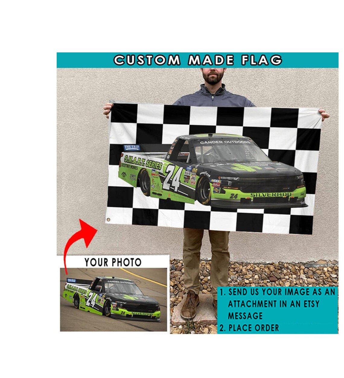 Drag Race Pickup Truck Personalized Racing Flag Dirt Late | Etsy