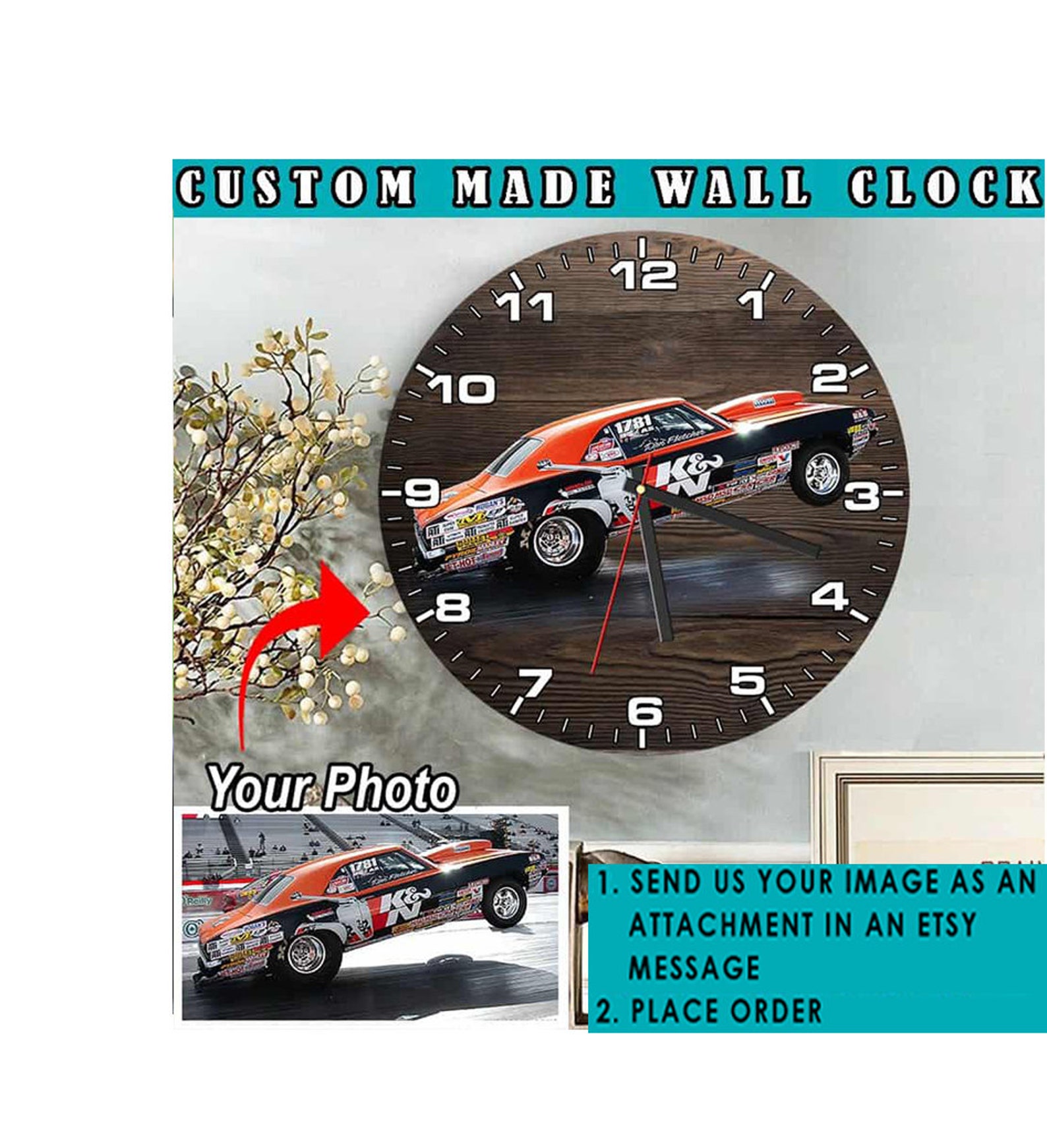 Personalized Drag Racing Wooden Wall Clock Drag Car | Etsy