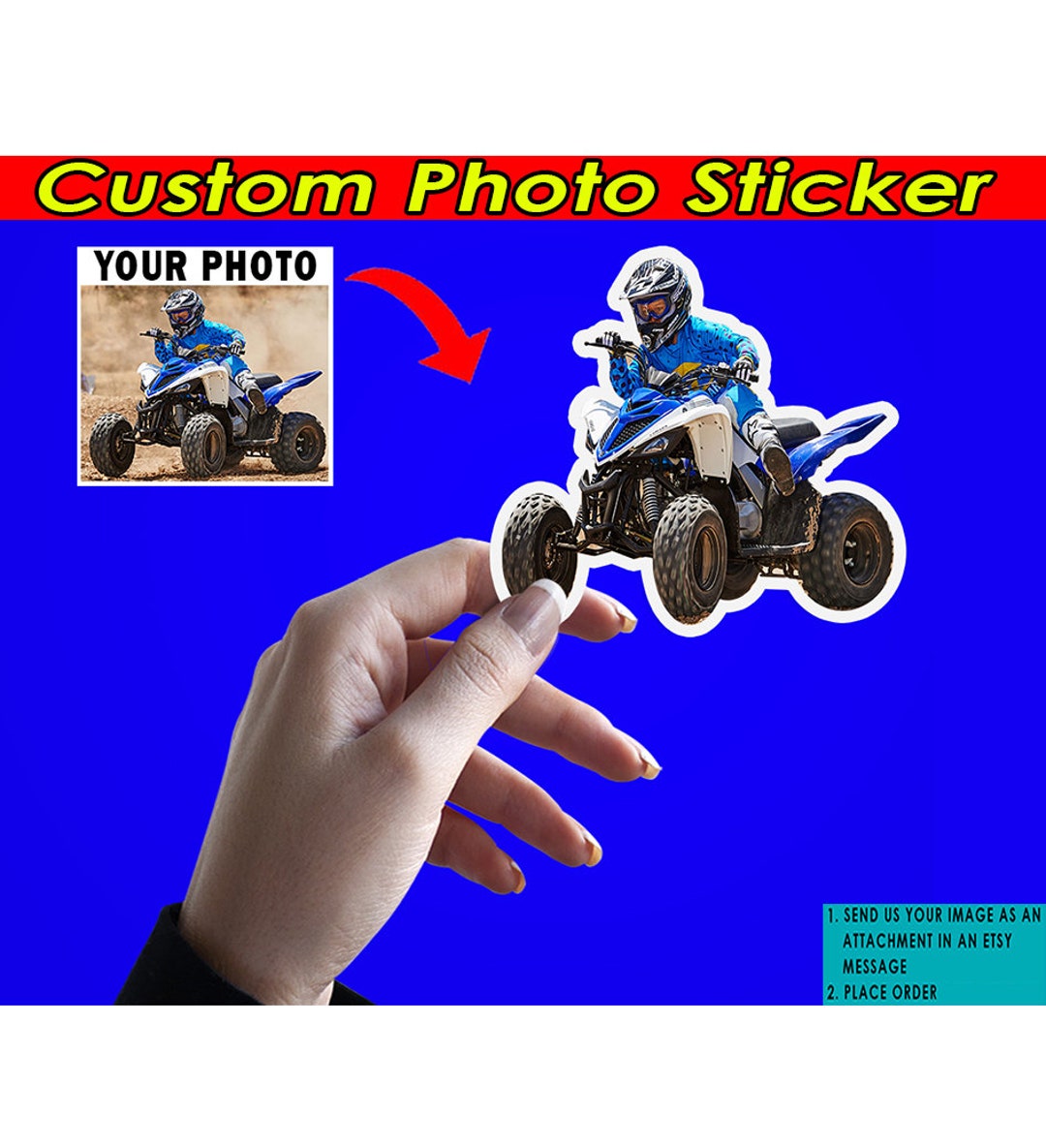 ATV Motocross Racing Dirt Quad Bike Race Personalized Photo Stickers ...