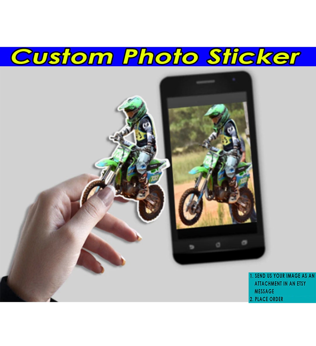 Motocross MX Rider Kids Dirt Bike Personalized Photo Stickers, Gifts ...