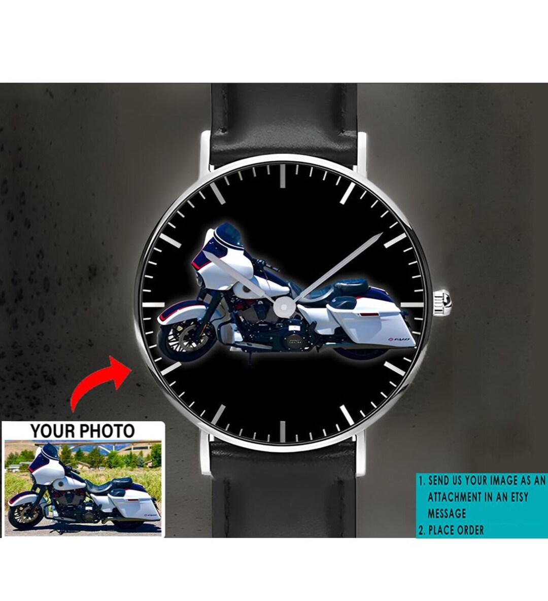 Unique Gift for Biker Motorcycle Personalized Photo Black Stitched ...