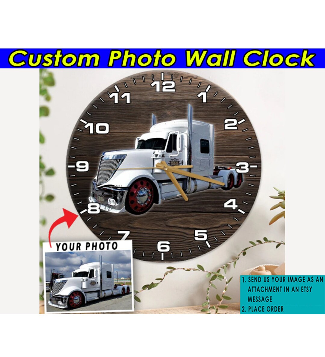 Semi Truck Personalized Wooden Wall Clock, Unique Gift for Truckers ...