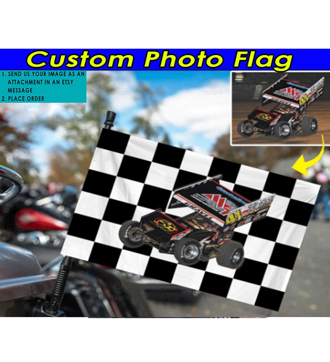 Sprint Car Dirt Track Racing Personalized Checkered Flag, Late Model ...