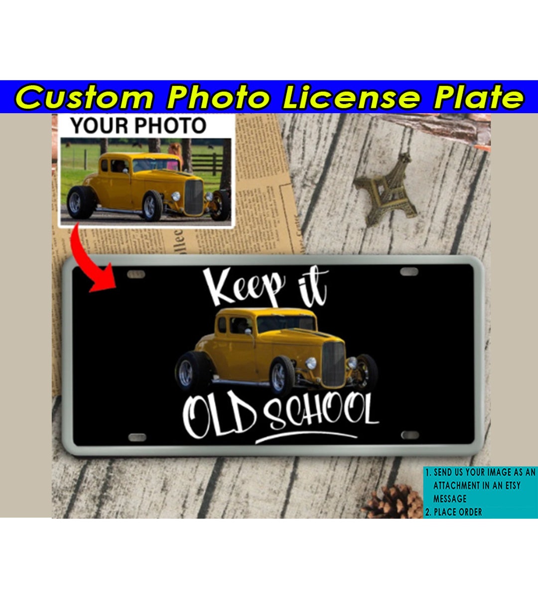 Vintage Classic Car Hot Rod Personalized Photo Printed License Plate ...