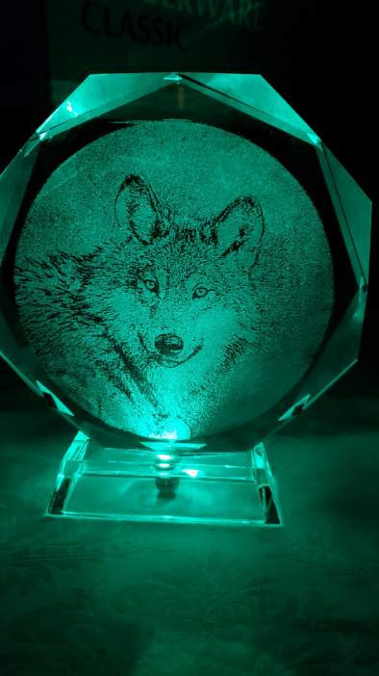 6" Crystal Light up Laser Engraved With Wolf Image - Etsy
