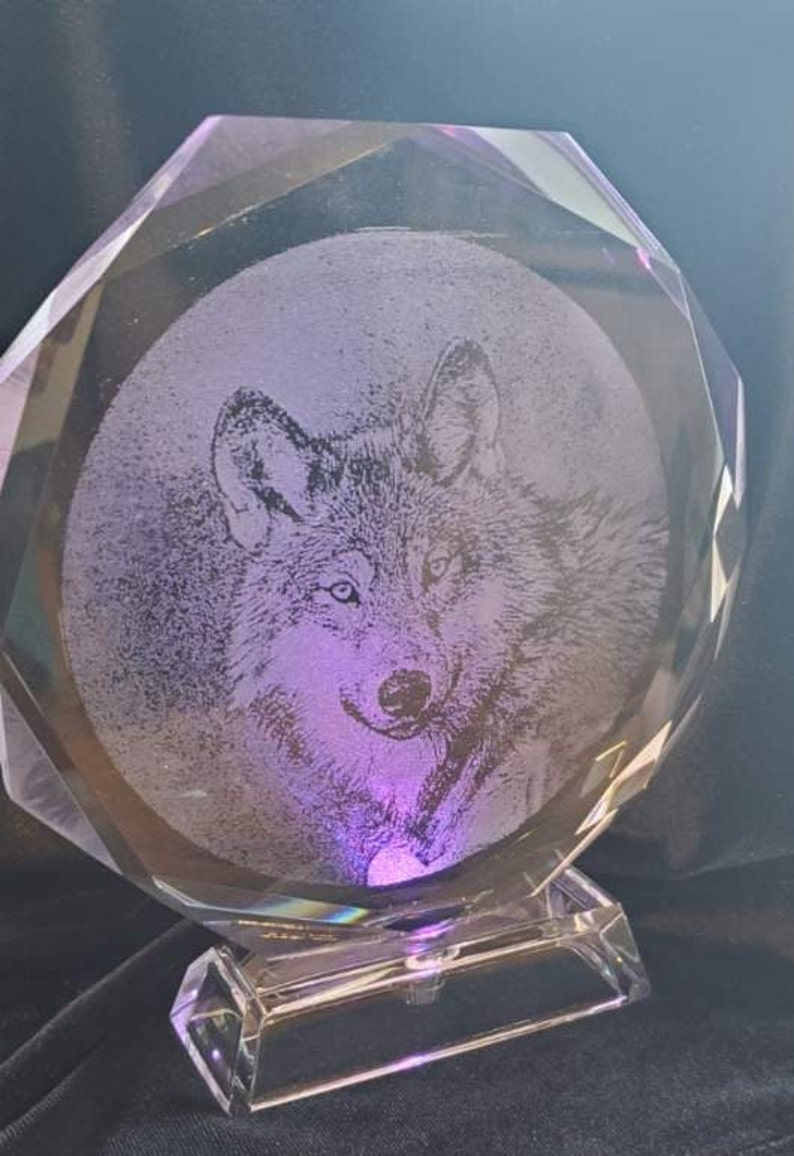 6" Crystal Light up Laser Engraved With Wolf Image - Etsy