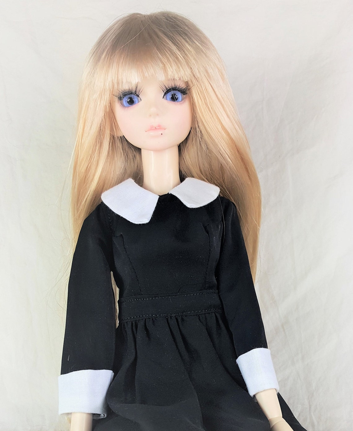 Black dress with white collar for BJD MSD Mini dollfie | Etsy