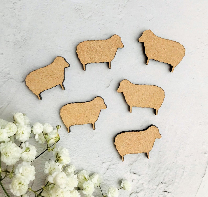 Wooden Sheep Craft Shapes: Farm Nursery Decor, Set of 6 - Etsy