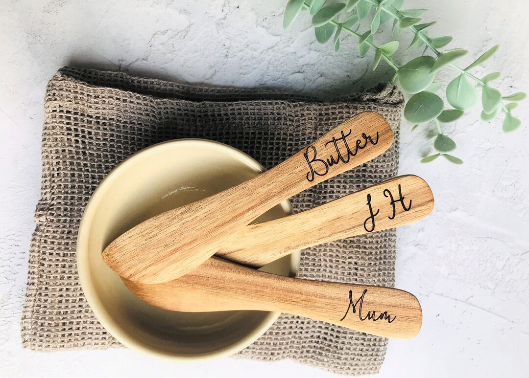 Personalised Butter Knife, Engraved Custom Knives, Chefs Knife, Wooden ...