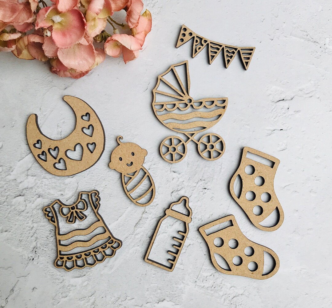 Wood Baby Shape, Newborn Birth Gift, Baby Embellishment, Gender Reveal ...