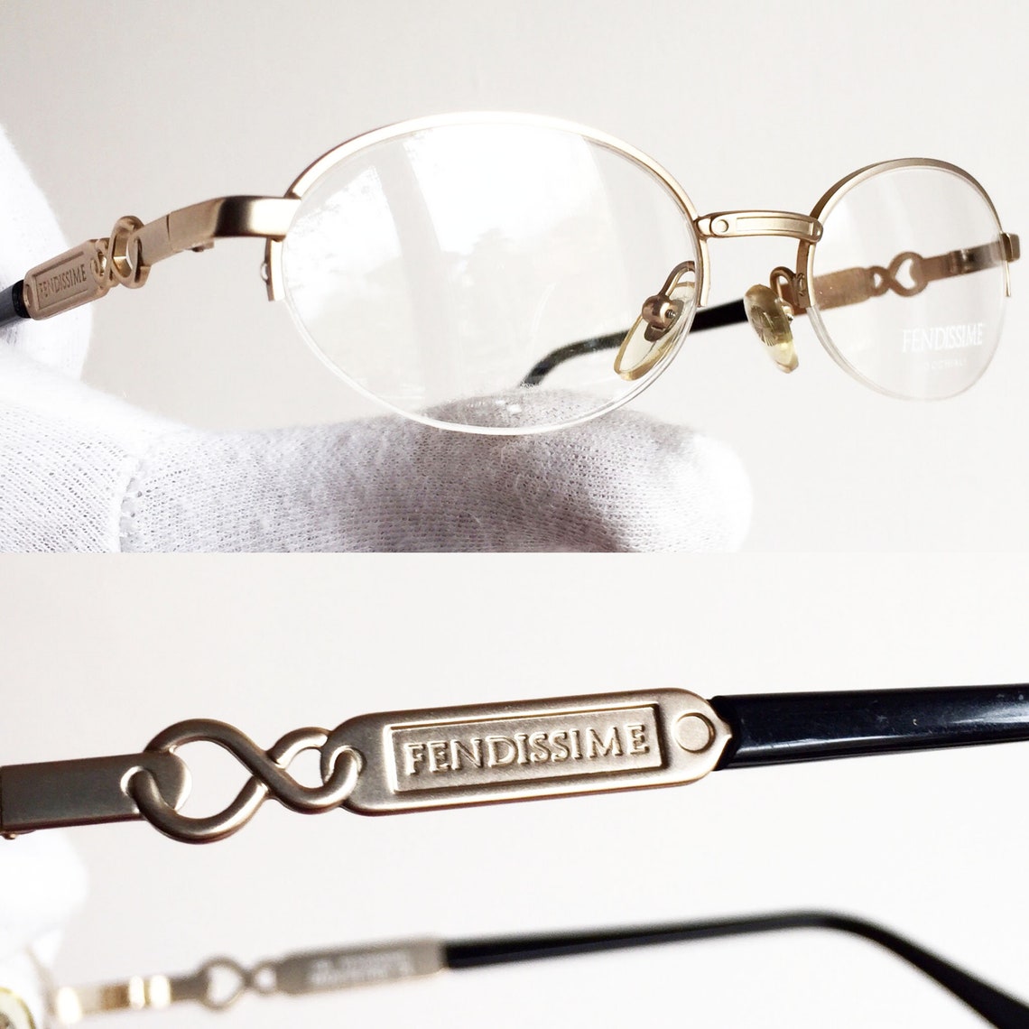 FENDI Gold Oval Eyewear Vintage Eyeglasses Rare Black Rimless - Etsy