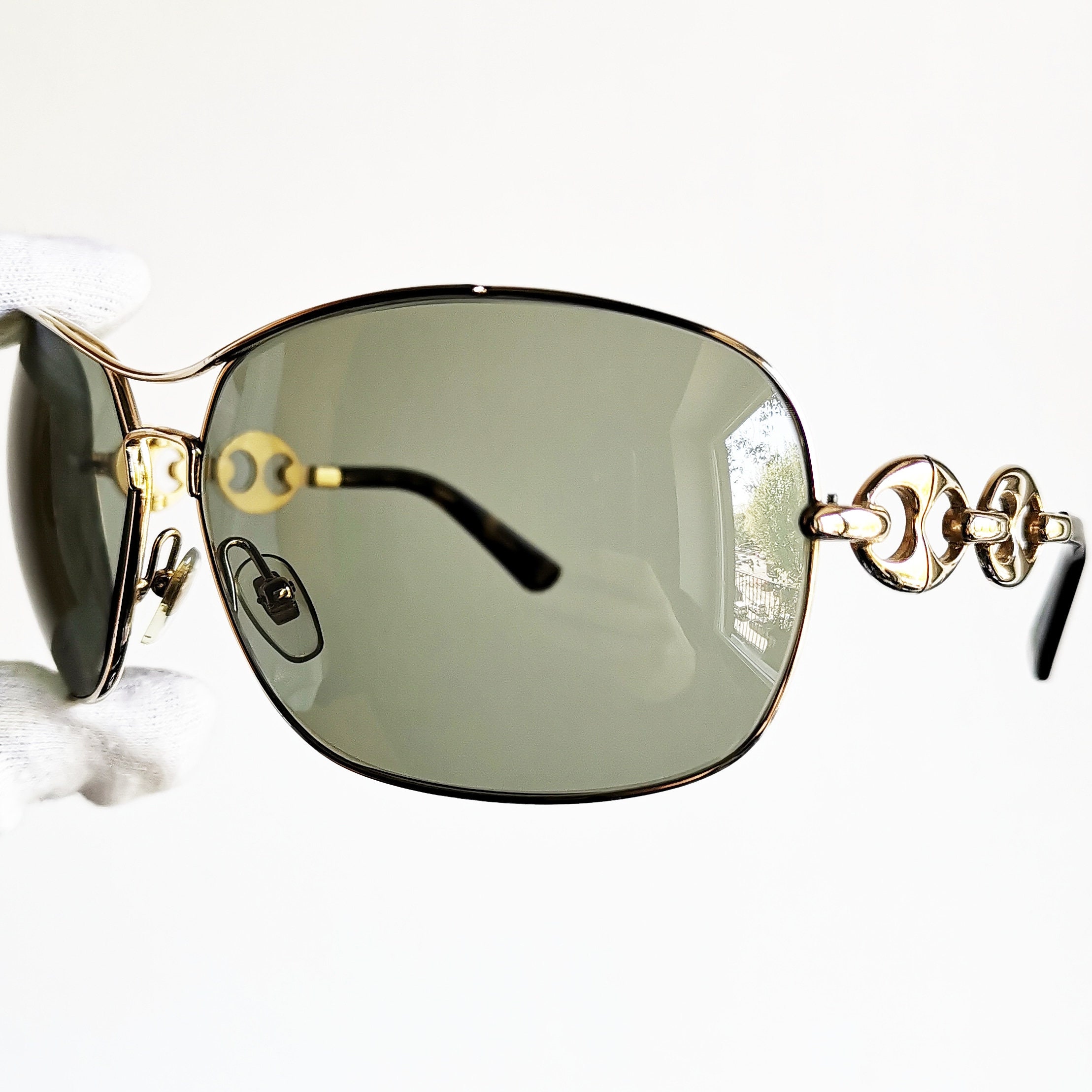 GUCCI Vintage Sunglasses Rare Oversize Big Square Gold Ring GUCCI Vintage Sunglasses Rare Oversize Big Square Gold Ring